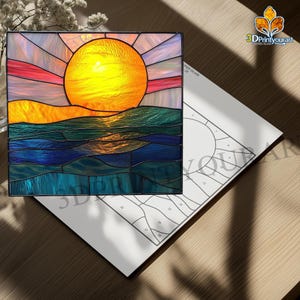 Digital Download Stained Glass Sunset Pattern | Festive Suncatcher ...