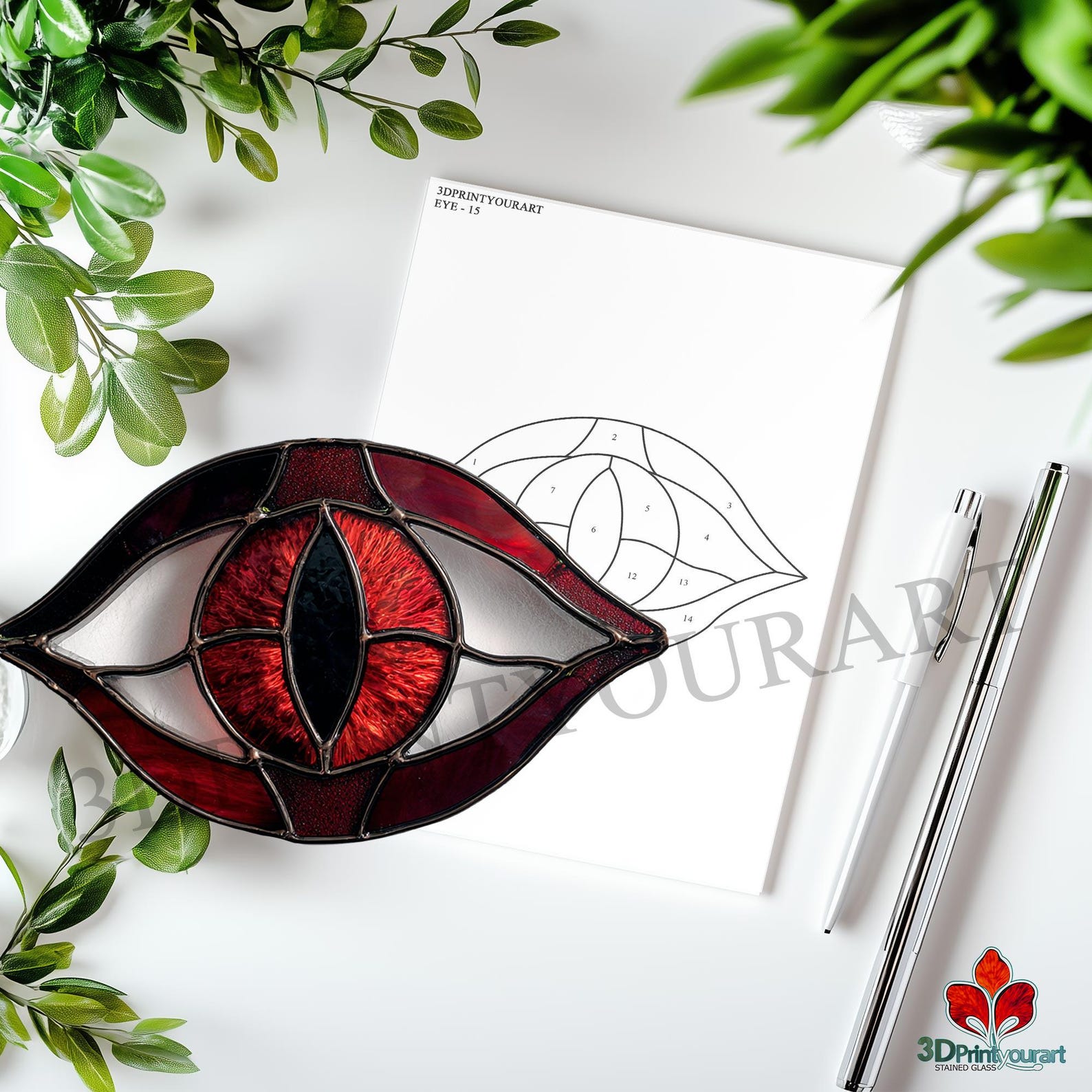 Digital Download Stained Glass Eye Pattern | Festive Suncatcher Design | Hobby License Download ...