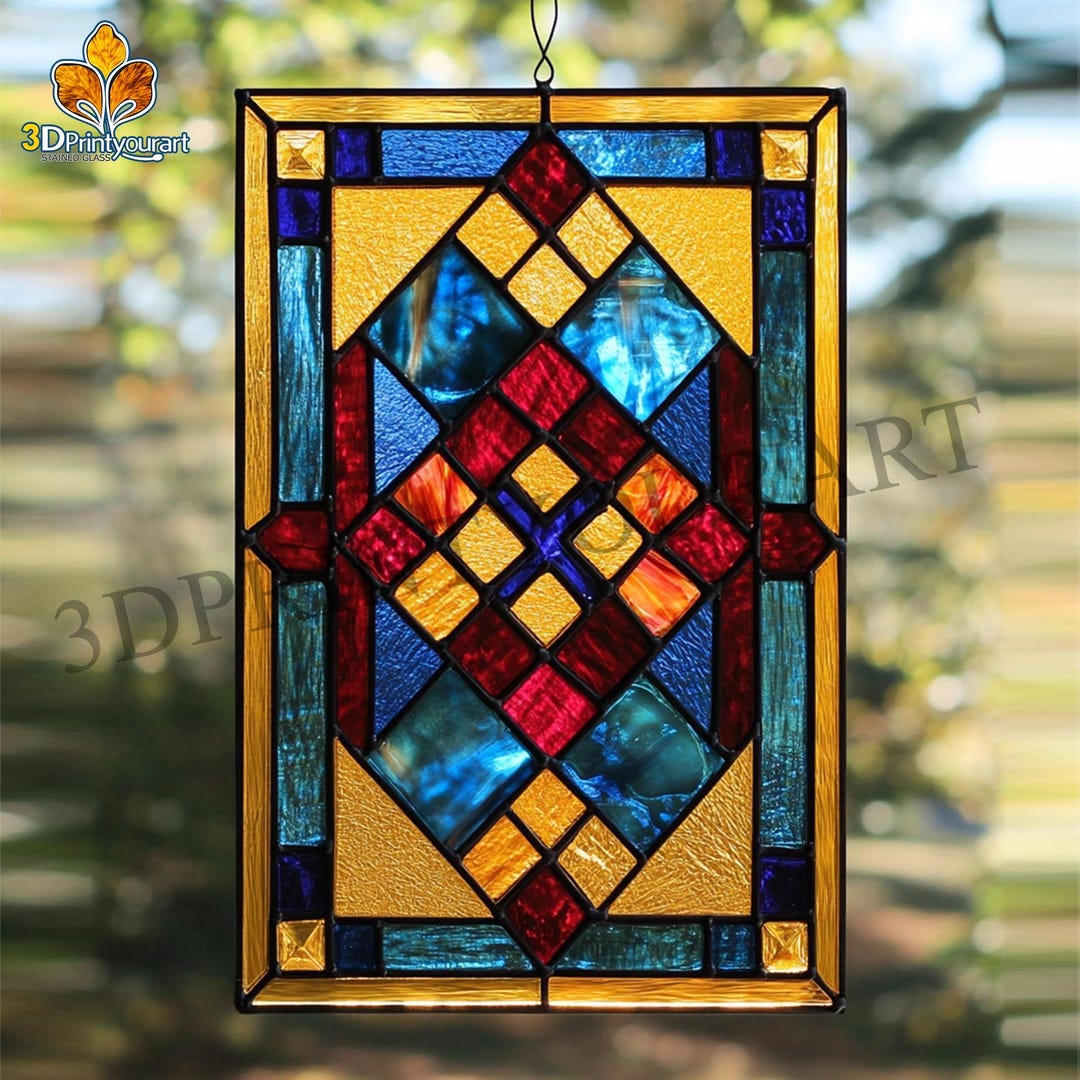 Digital Download Stained Glass Geometry Pattern | Festive Suncatcher ...