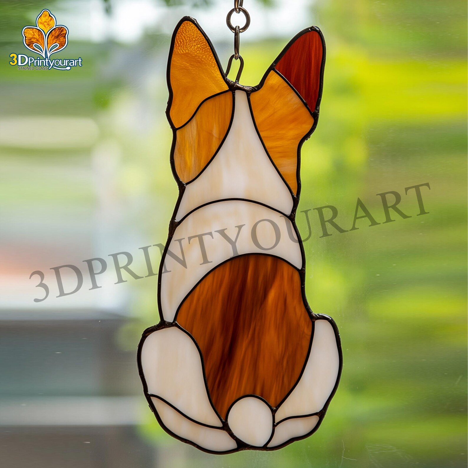 Digital Download Stained Glass Corgi Dog Pattern | Festive Suncatcher ...