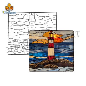 Digital Download Stained Glass Lighthouse Pattern | Festive Suncatcher ...