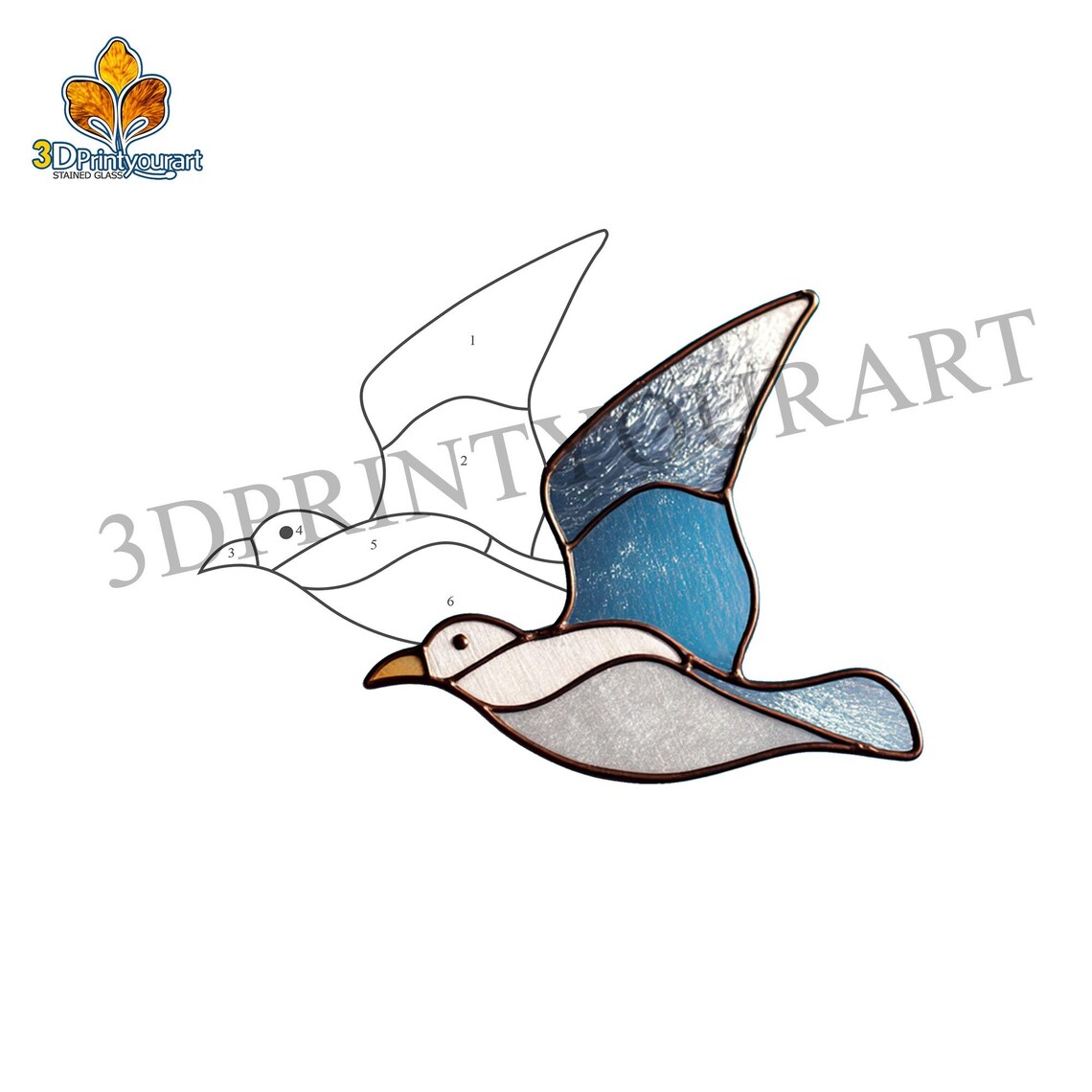 Digital Download Stained Glass Seagull Pattern | Festive Suncatcher ...