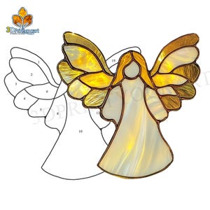 Digital Download Stained Glass Angel 2 Pattern | Festive Suncatcher ...