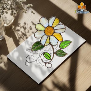 Stained Glass Daisy-02 Digital Pattern | Graceful Suncatcher Design ...