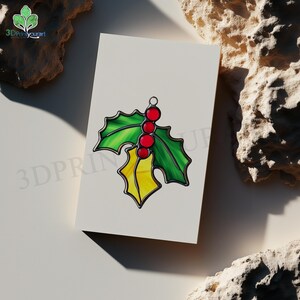 Stained Glass Holly Leaf Digital Pattern | Festive Suncatcher Design ...