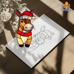 Digital Download Stained Glass Christmas Donkey Pattern | Festive ...