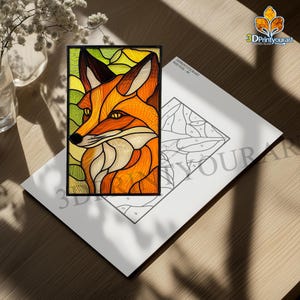 Digital Download Stained Glass Red Fox Pattern | Festive Suncatcher ...