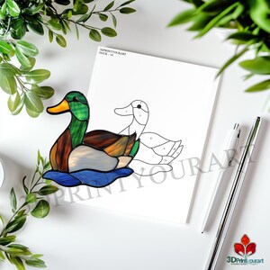 Digital Download Stained Glass Duck Pattern | Festive Suncatcher Design ...