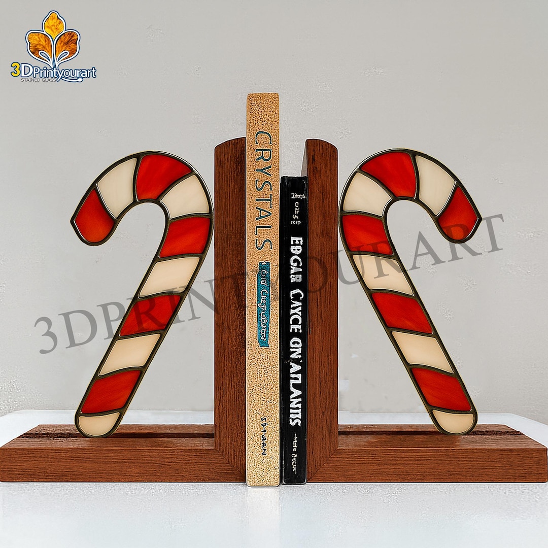 Digital Download Stained Glass Candy Cane Bookend Pattern | Festive ...