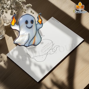 Digital Download Stained Glass Fire Ghost Pattern | Festive Suncatcher ...