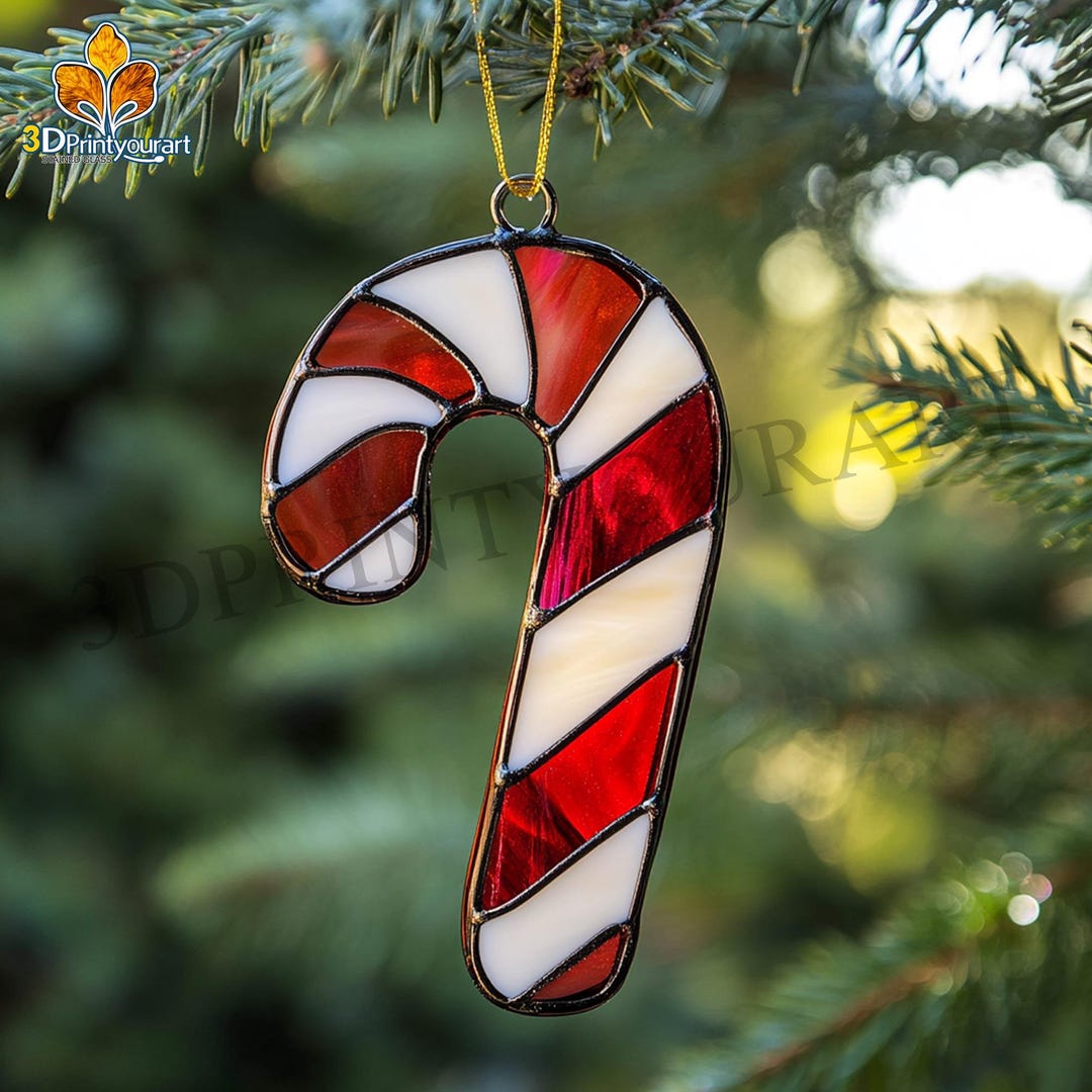 Digital Download Stained Glass Christmas Candy Cane Pattern | Festive ...