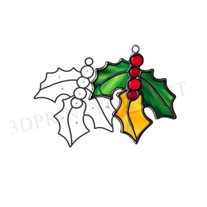 Stained Glass Holly Leaf Digital Pattern | Festive Suncatcher Design ...