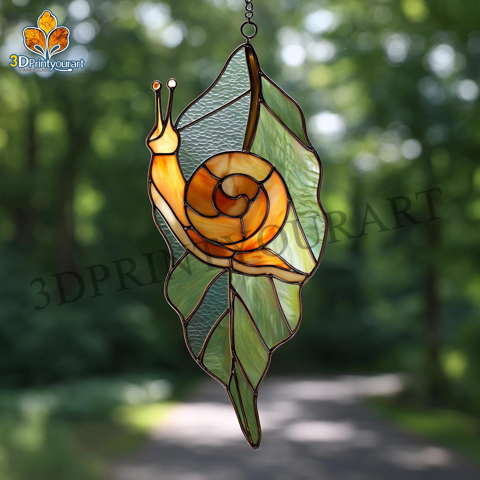Digital Download Stained Glass Snail on the Leaf Pattern | Festive ...