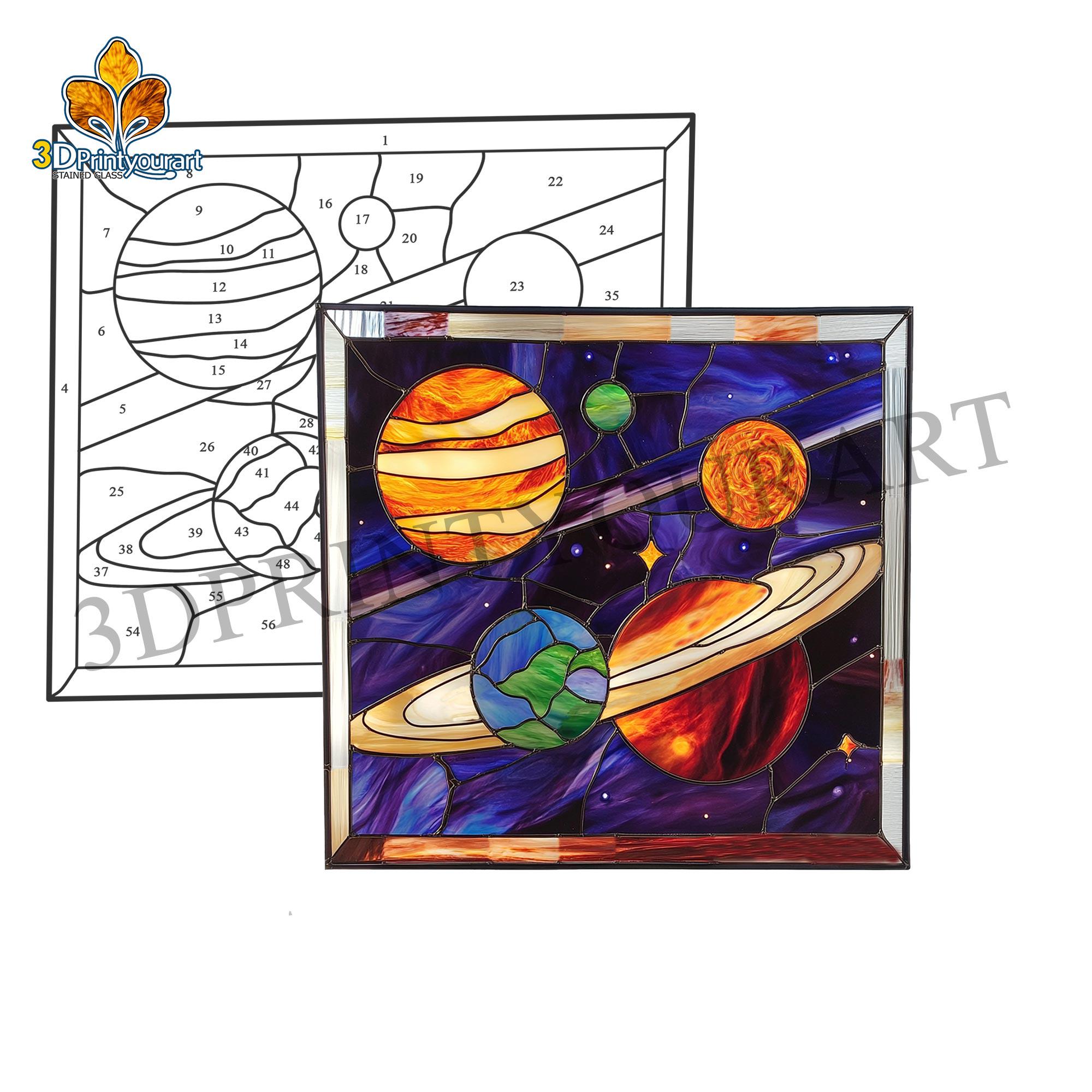 Digital Download Stained Glass Solar System Pattern | Festive ...