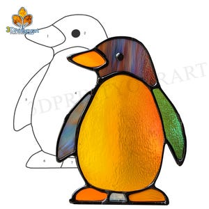 Digital Download Stained Glass Penguin 01 Pattern | Festive Suncatcher ...