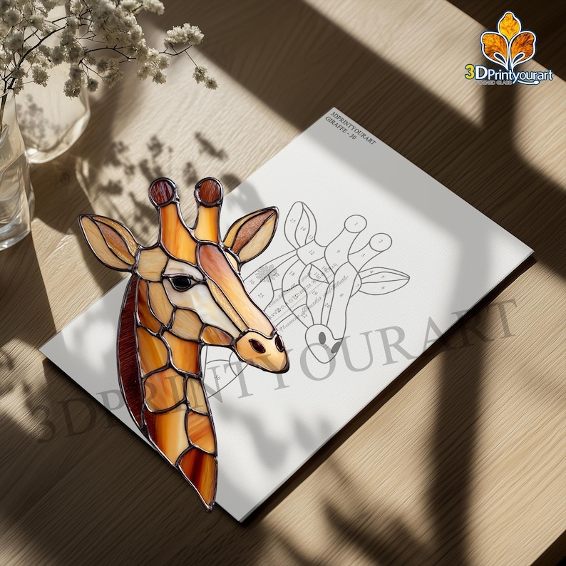 Digital Download Stained Glass Giraffe Pattern | Festive Suncatcher ...