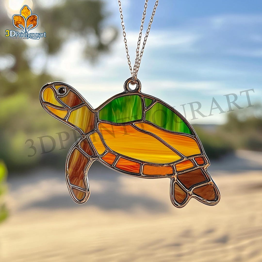 Digital Download Stained Glass Turtle Pattern | Festive Suncatcher ...