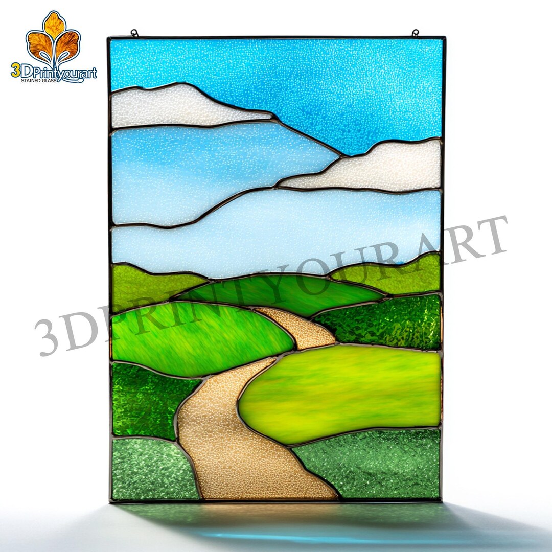 Digital Download Stained Glass Meadow Path Pattern | Festive Suncatcher ...