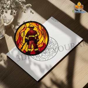 Digital Download Stained Glass Fireman Pattern | Festive Suncatcher ...