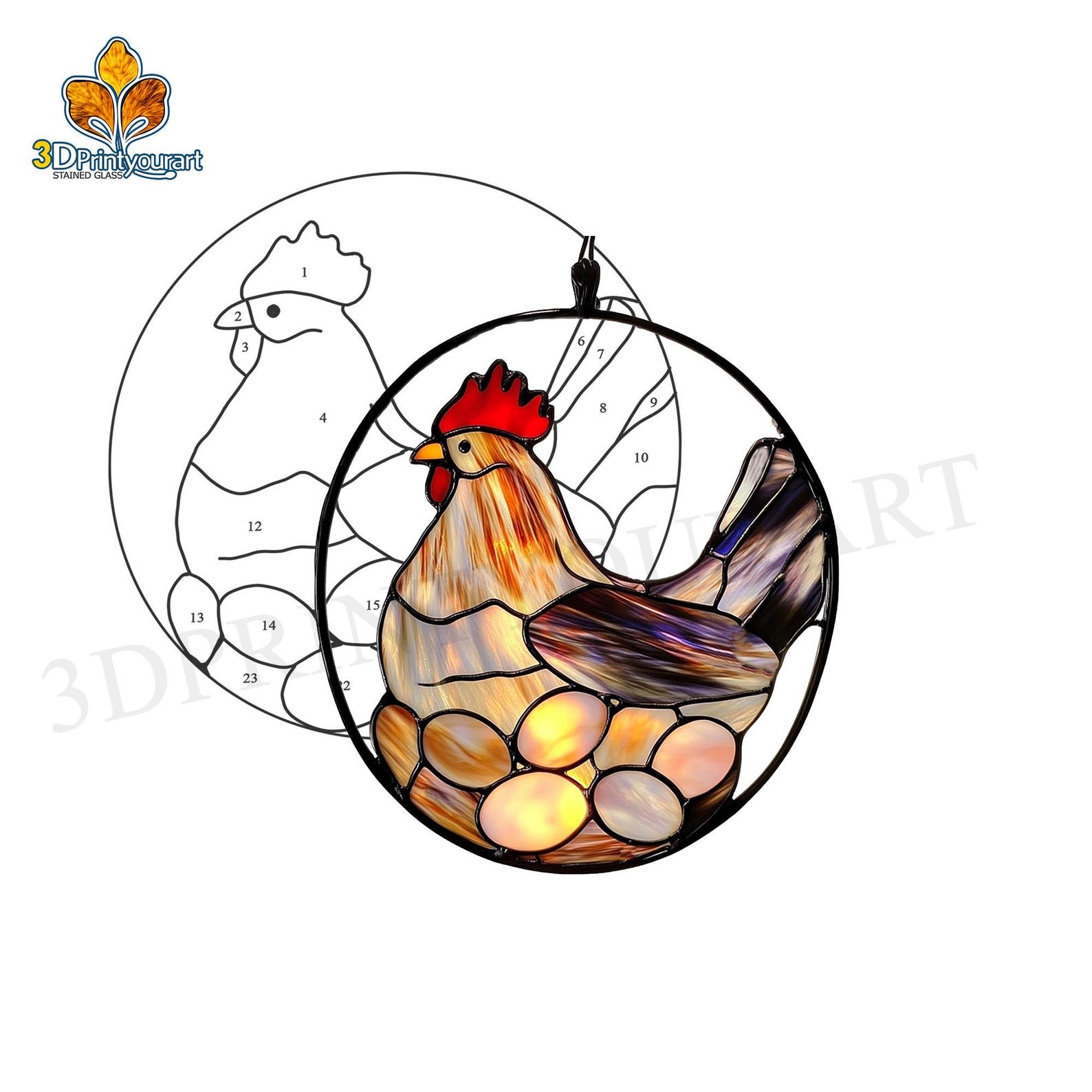 Digital Download Stained Glass Hen and Eggs Pattern | Festive ...