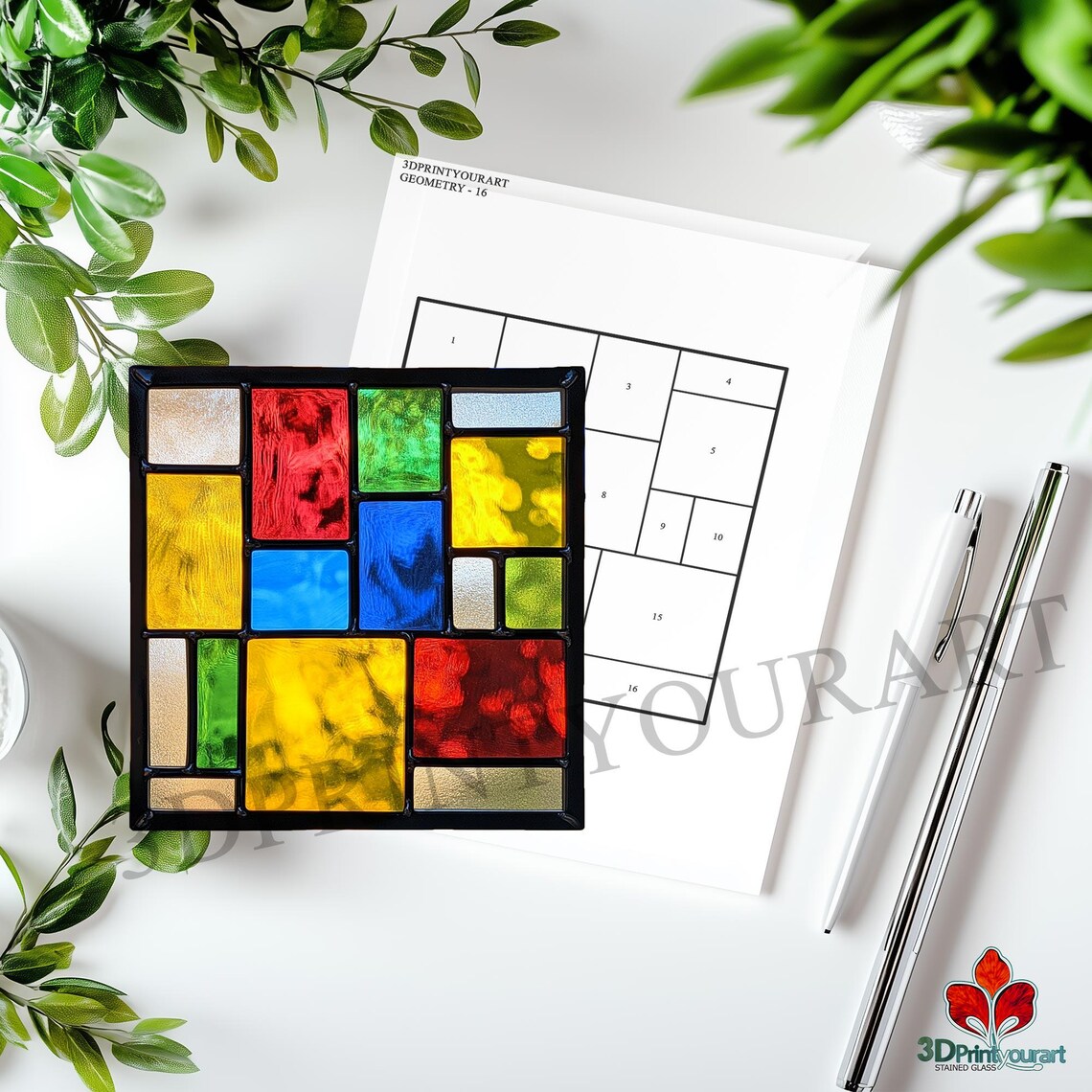 Digital Download Stained Glass Geometry Pattern | Festive Suncatcher ...