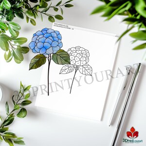 Digital Download Stained Glass Hydrangea Flower Pattern | Festive ...