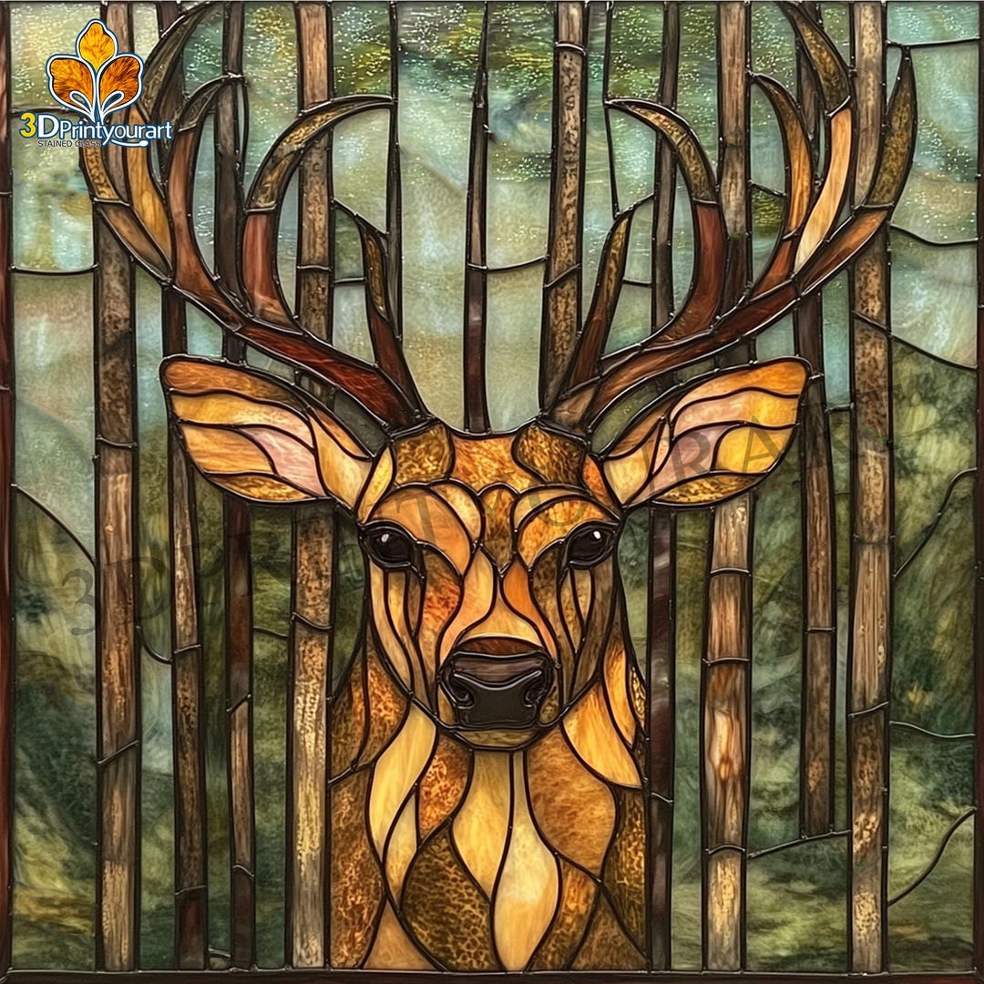 Digital Download Stained Glass Deer Pattern | Festive Suncatcher Design ...
