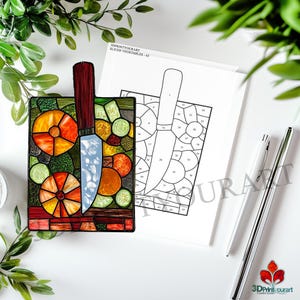 Digital Download Stained Glass Sliced Vegetables Pattern | Festive ...