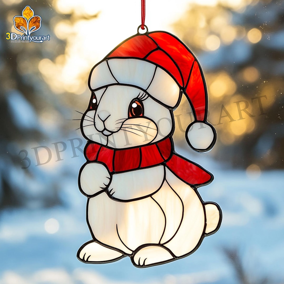 Digital Download Stained Glass Christmas Bunny Pattern | Festive ...