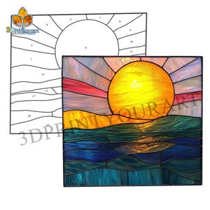Digital Download Stained Glass Sunset Pattern | Festive Suncatcher ...