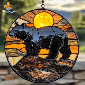 Digital Download Stained Glass Bear 01 Pattern | Festive Suncatcher ...