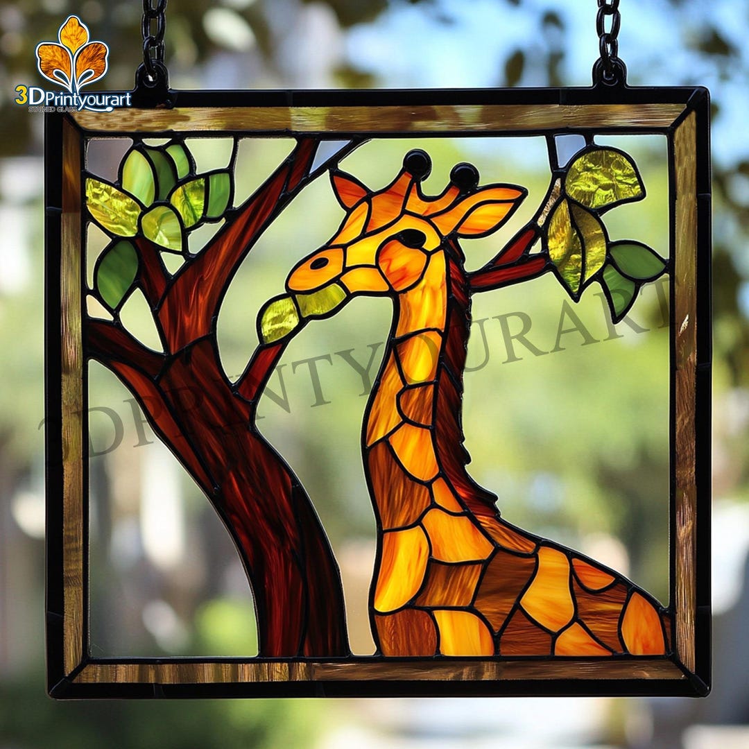 Digital Download Stained Glass Giraffe Pattern | Festive Suncatcher ...