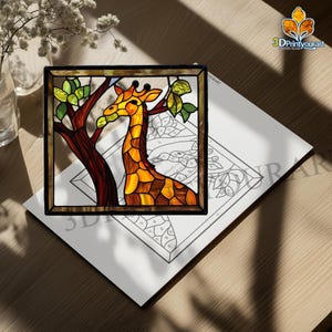 Digital Download Stained Glass Giraffe Pattern | Festive Suncatcher ...