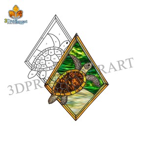Digital Download Stained Glass Turtle Pattern | Festive Suncatcher ...