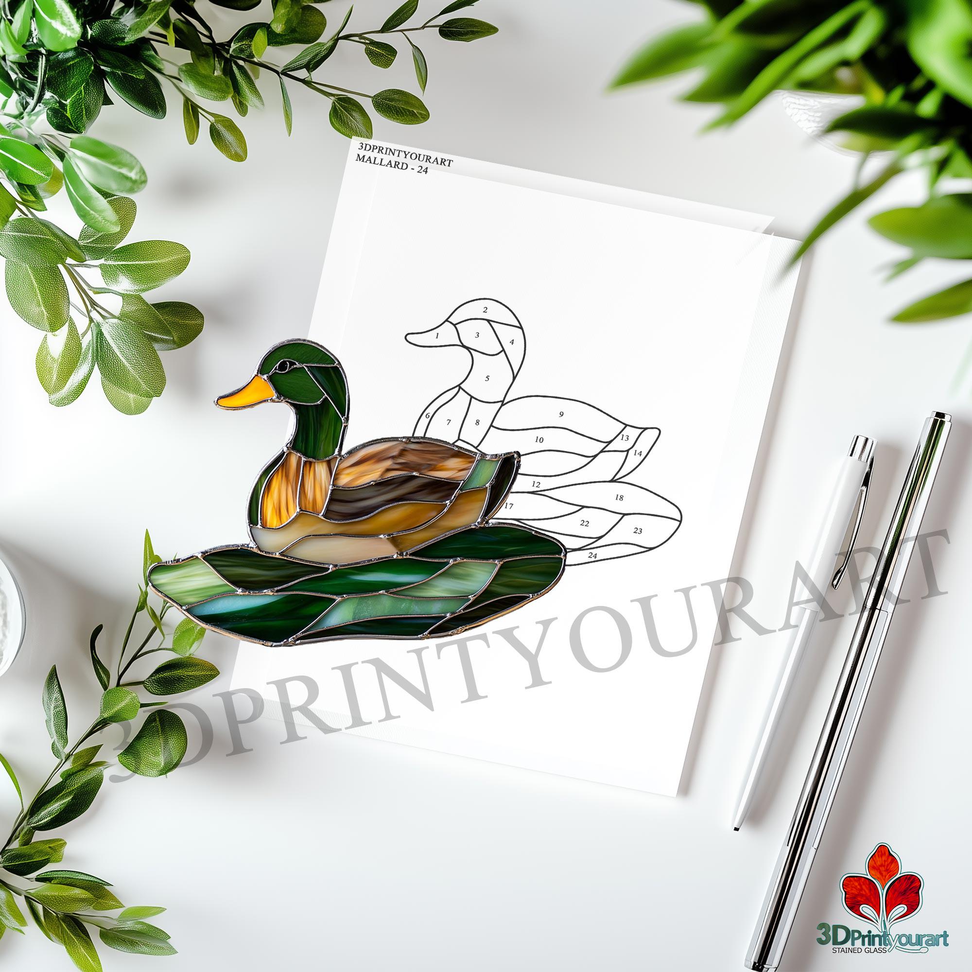Digital Download Stained Glass Mallard Pattern | Festive Suncatcher ...