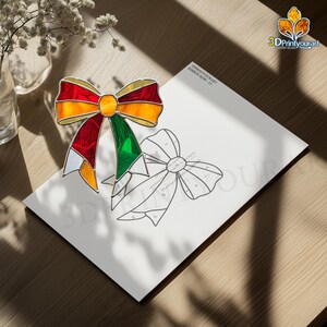 Digital Download Stained Glass Ribbon Bow Pattern | Festive Suncatcher ...