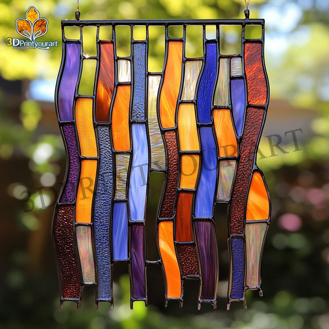 Digital Download Stained Glass Stylized Soundwave Pattern | Festive ...