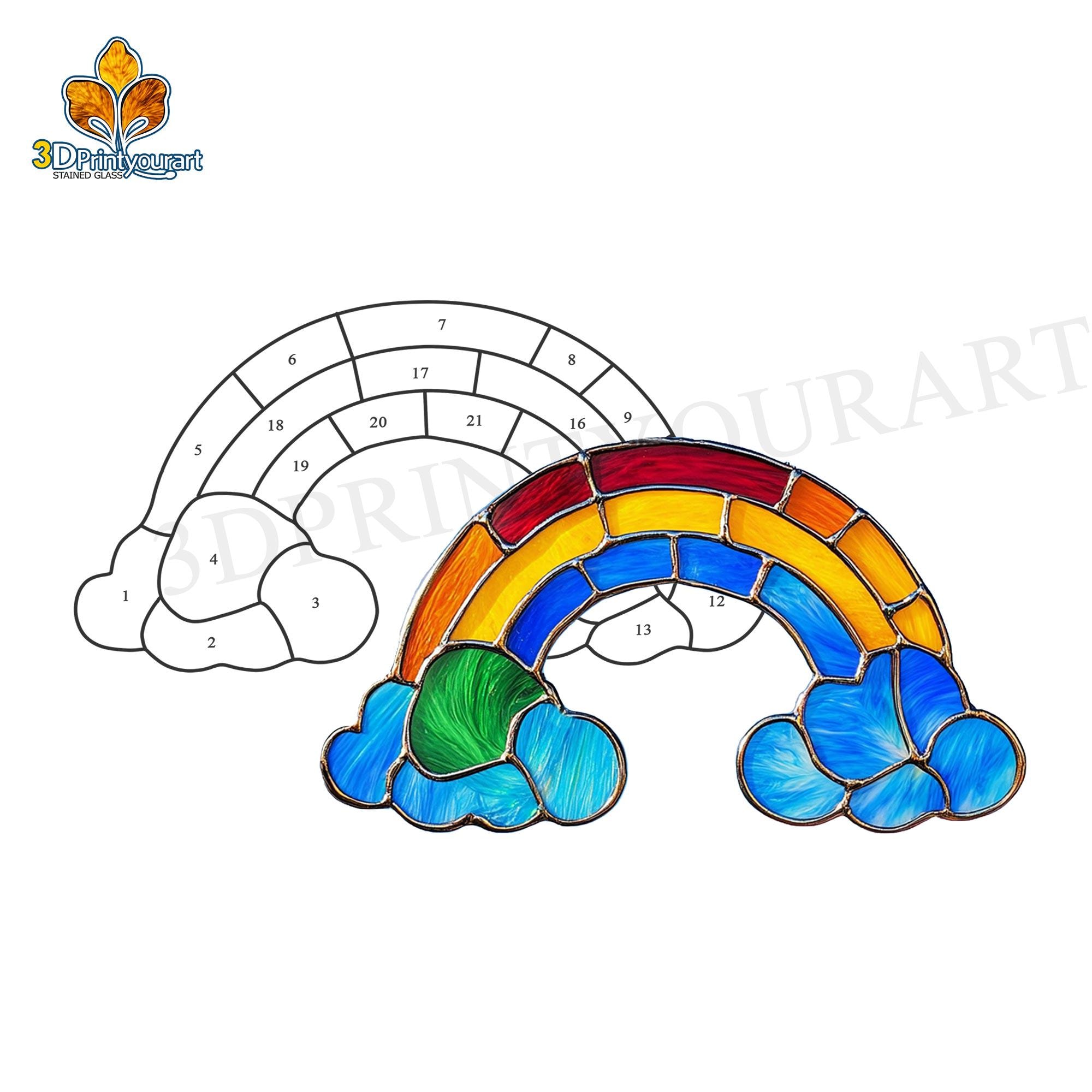 Digital Download Stained Glass Rainbow Pattern | Festive Suncatcher ...