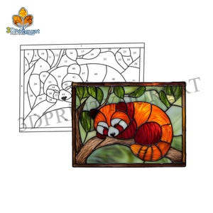 Digital Download Stained Glass Red Panda Pattern | Festive Suncatcher ...