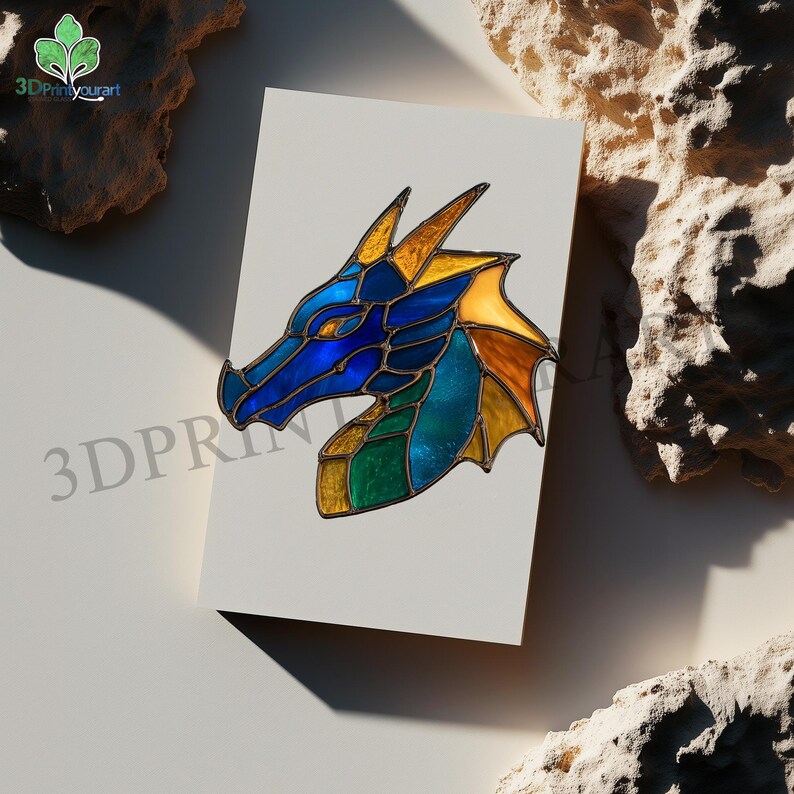 Digital Download Stained Glass Dragon Head Pattern | Festive Suncatcher ...