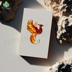 Digital Download Stained Glass Phoenix Pattern | Festive Suncatcher ...
