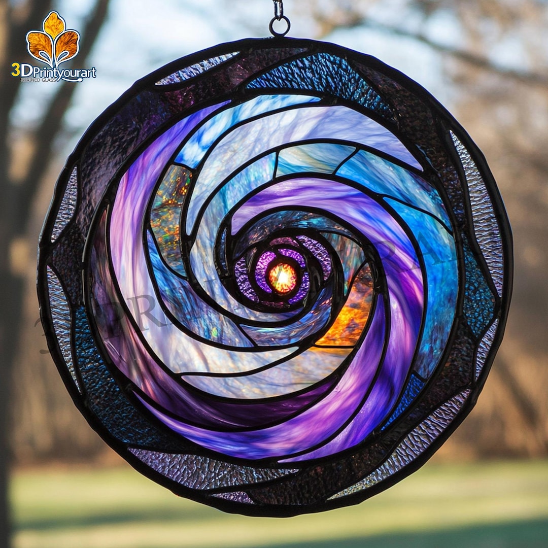 Digital Download Stained Glass Black Hole Pattern | Festive Suncatcher Design | Hobby License ...