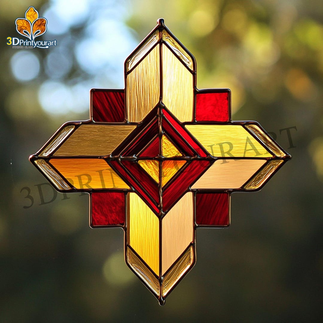 Digital Download Stained Glass Cross Pattern | Festive Suncatcher ...