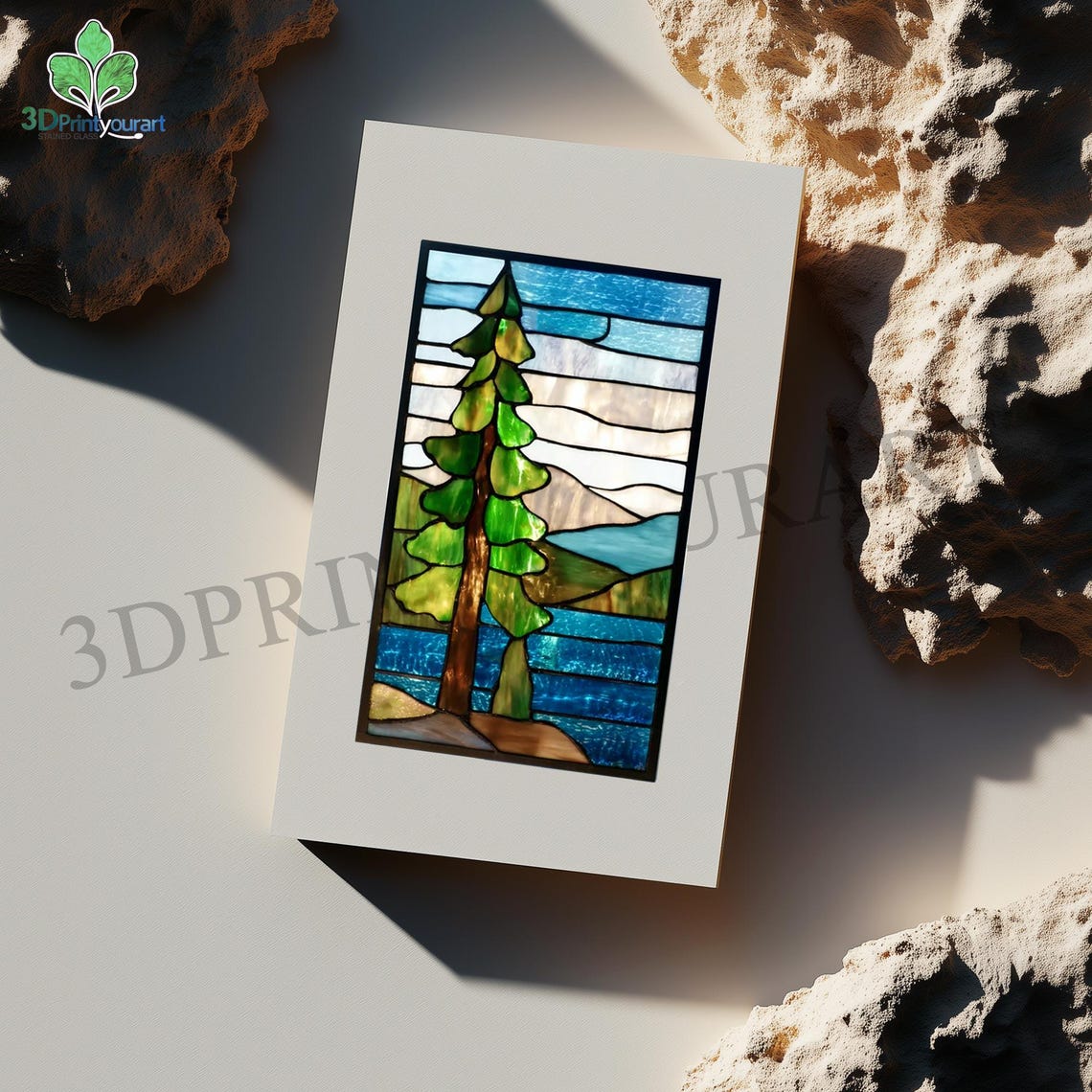Digital Download Stained Glass Pine Tree Panel Pattern | Festive ...