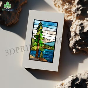 Digital Download Stained Glass Pine Tree Panel Pattern | Festive ...