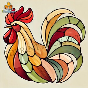 Digital Download Stained Glass Rooster Pattern | Festive Suncatcher ...