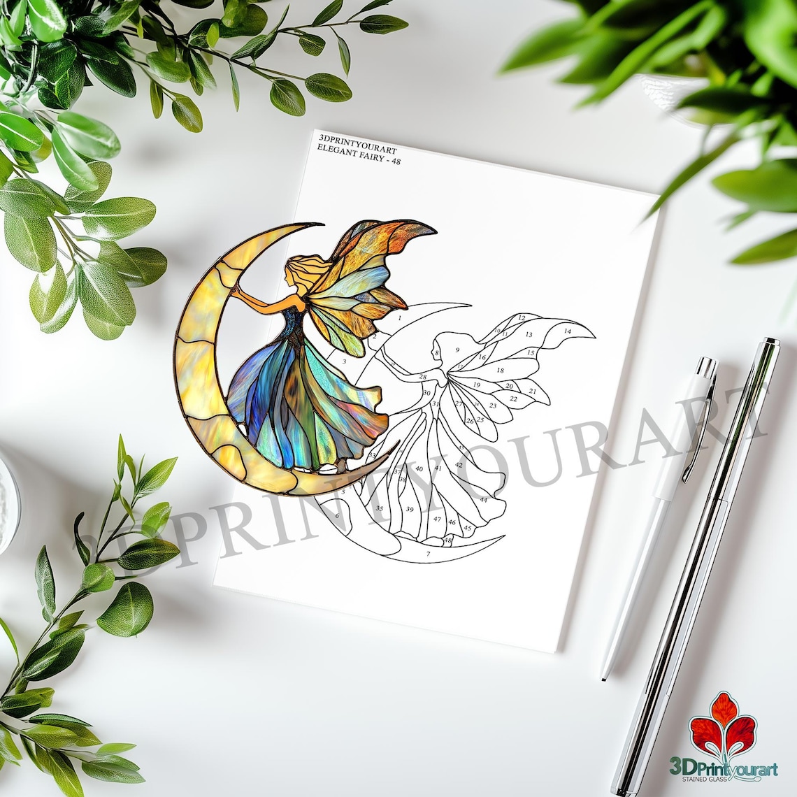 Digital Download Stained Glass Elegant Fairy Pattern | Festive ...