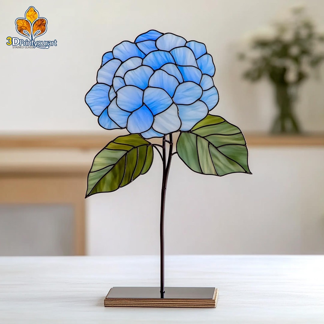 Digital Download Stained Glass Hydrangea Flower Pattern | Festive ...