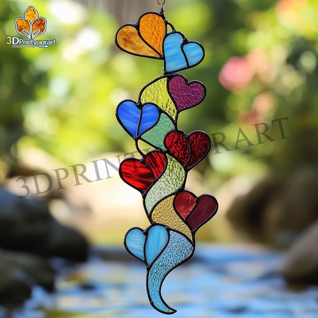 Digital Download Stained Glass River of Hearts Pattern | Festive ...