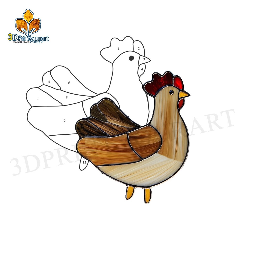 Digital Download Stained Glass Hen Pattern | Festive Suncatcher Design ...